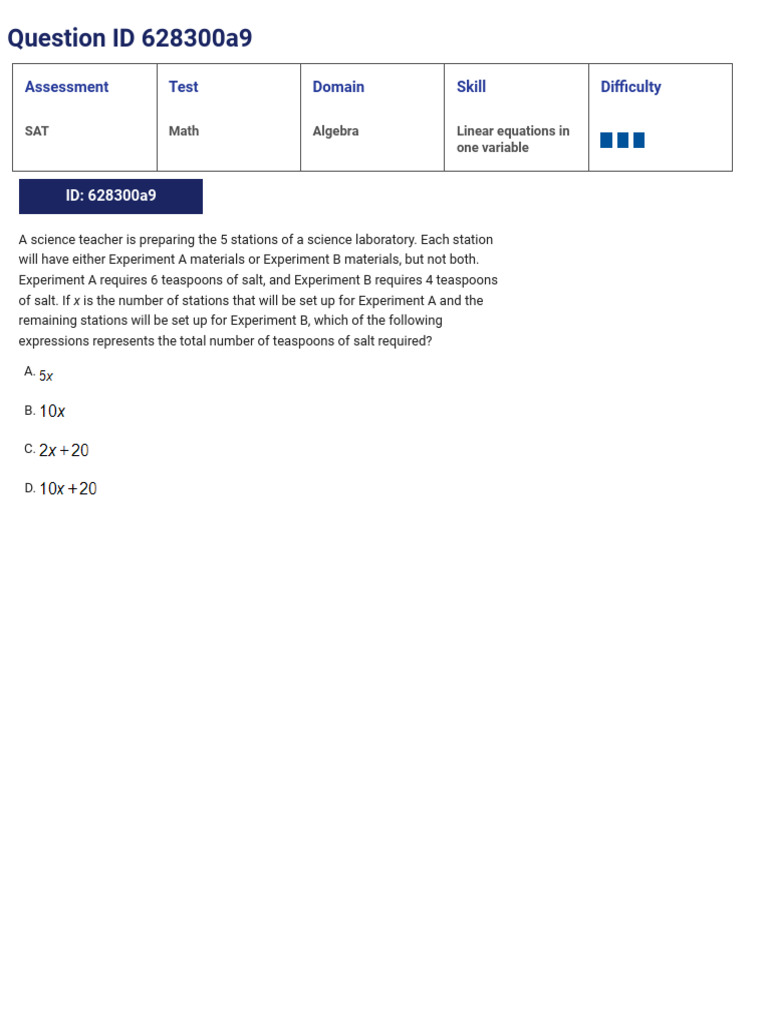 SAT Math Question Bank Overview | PDF | Equations | Area