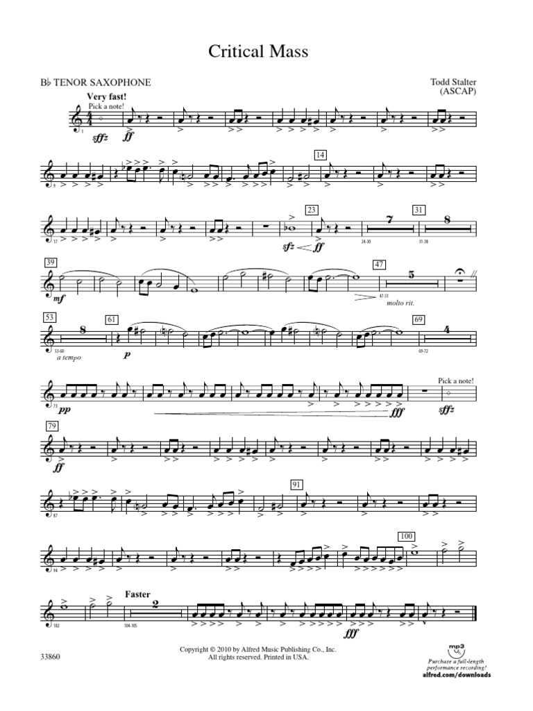 Critical Mass - B-Flat Tenor Saxophone | PDF