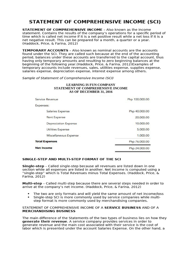 Understanding Statement of Comprehensive Income | PDF | Income ...