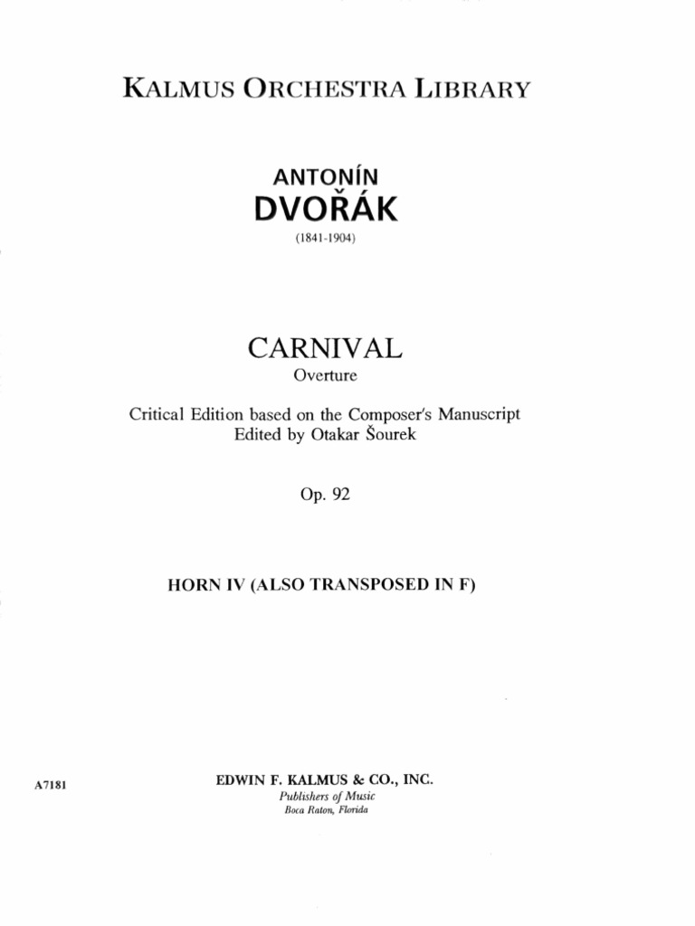 Dvorak - Obertura Carnaval - Trompa IV | PDF