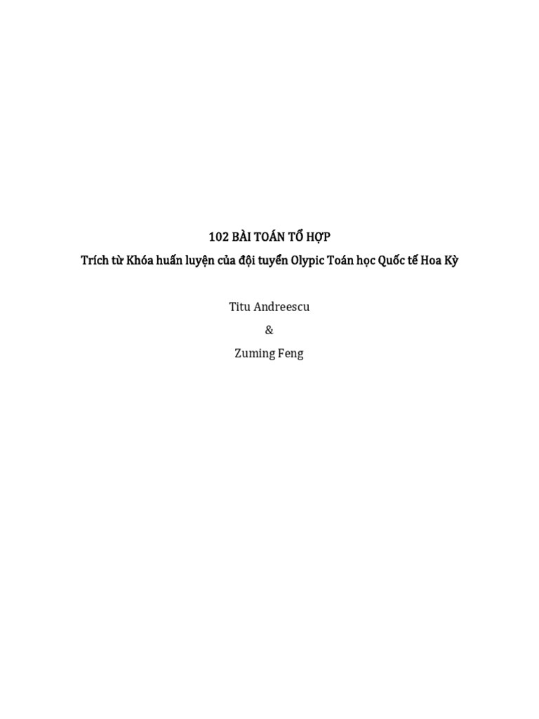 102 BAI TOAN To HOP Titu Andreescu Zuming Feng | PDF