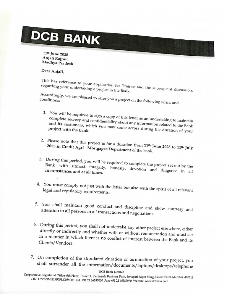 Anjali Rajput - Offer Letter | PDF