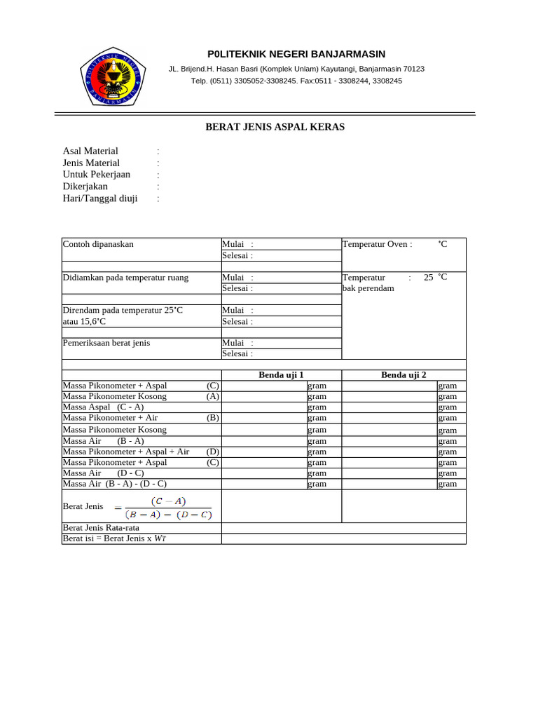 Format Isian UJI BAHAN 2 | PDF