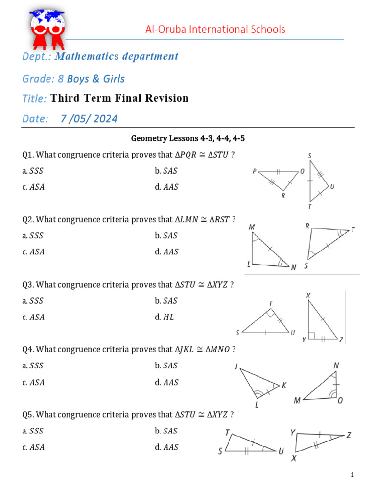 G8 Math Third Term Final Revision | PDF | Factorization | Elementary Mathematics