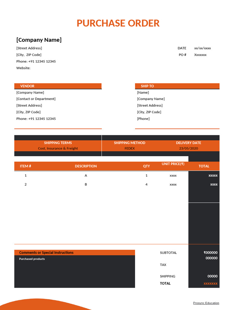 Purchase Order Template | PDF
