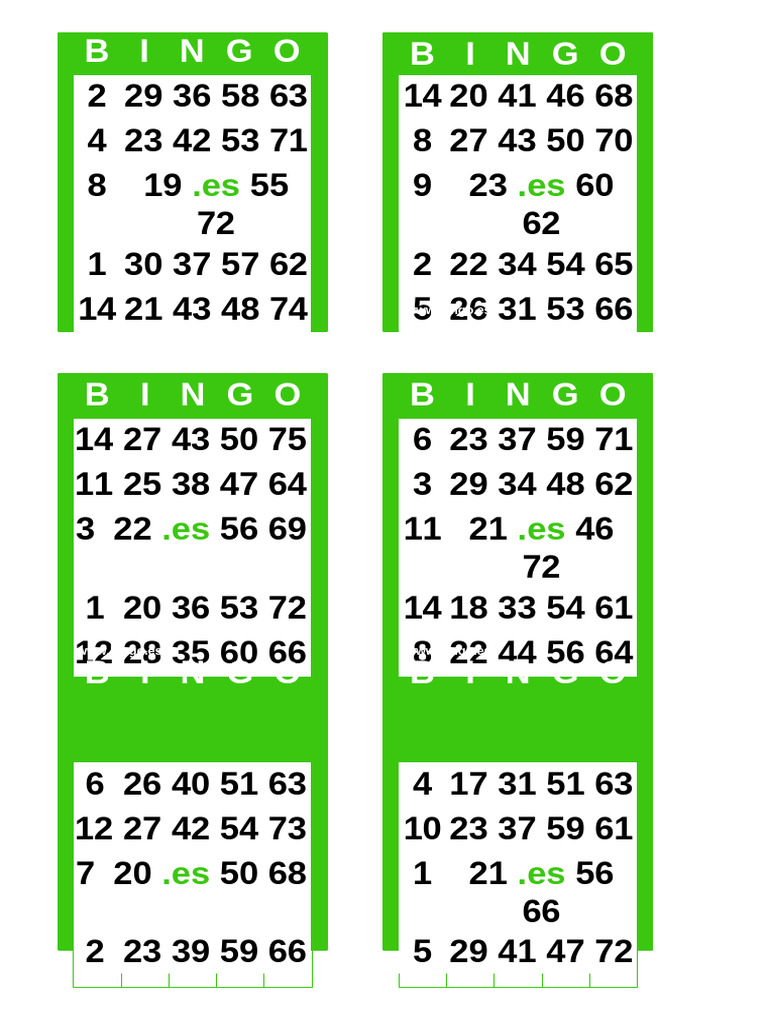 100 Cartones de Bingo para Imprimir | PDF