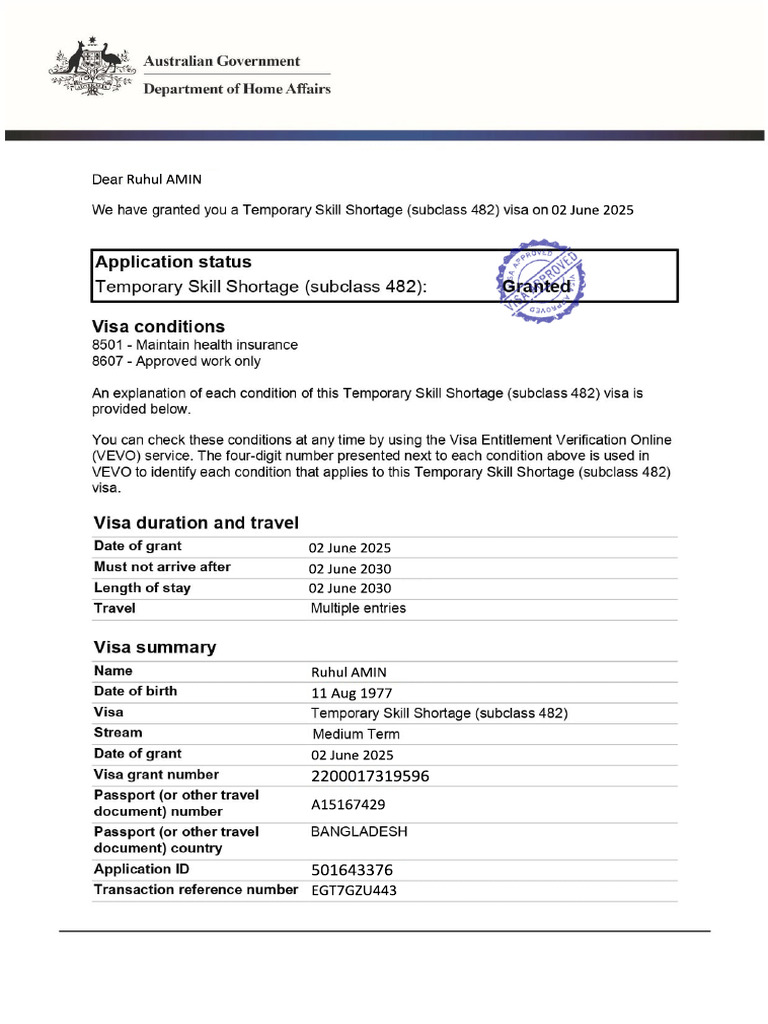 Ruhul Amin Granted | PDF