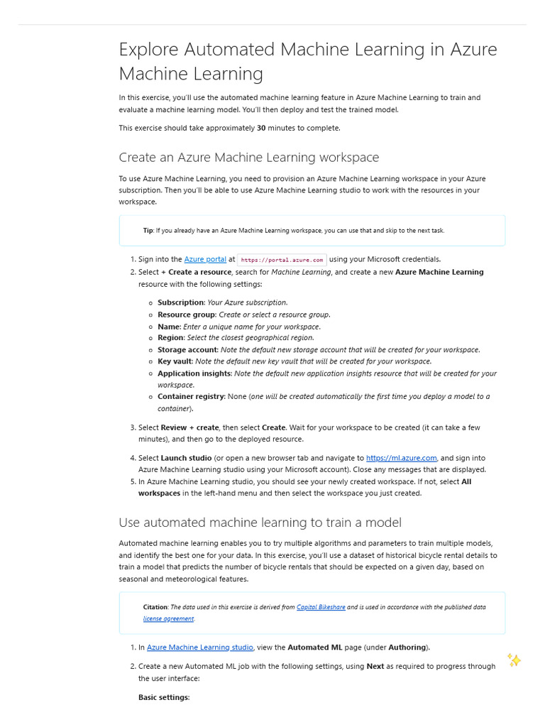 Explore Automated Machine Learning in Azure Machine Learning | PDF ...
