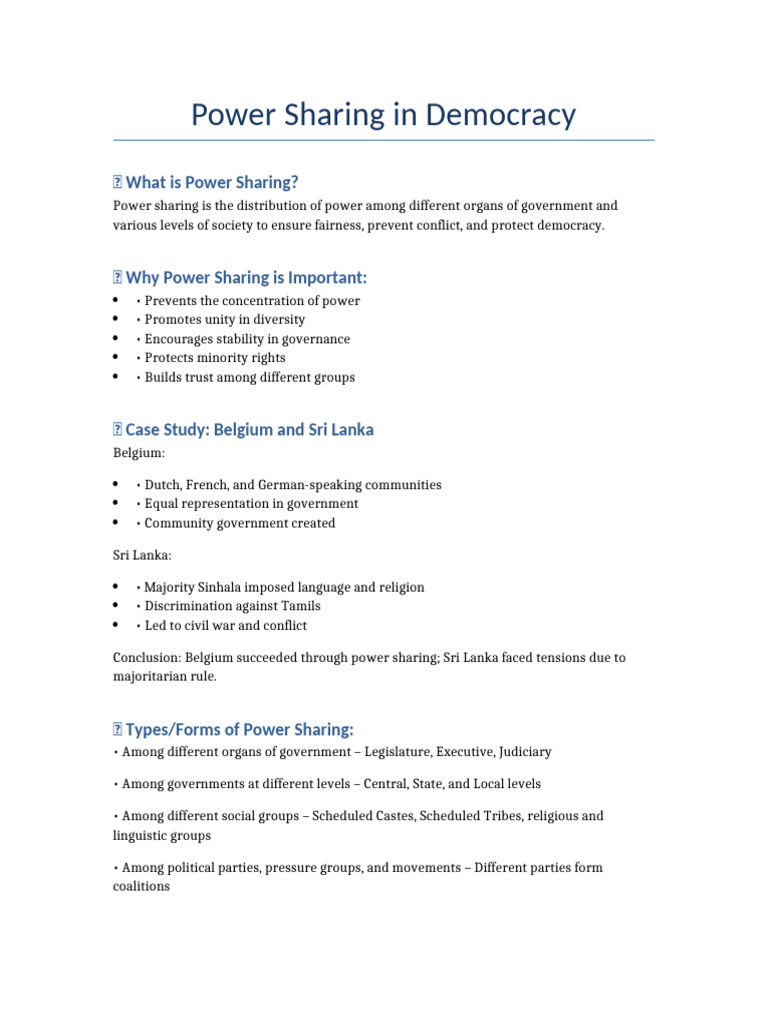 Power Sharing Chart Content | PDF