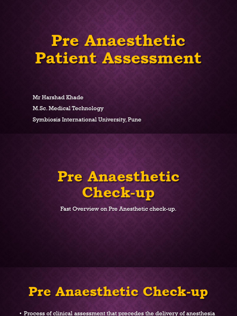 Pre Anaesthetic Check-up Overview | PDF | Anesthesia | Surgery