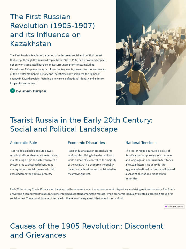 The First Russian Revolution 1905 1907 and Its Influence On Kazakhstan ...