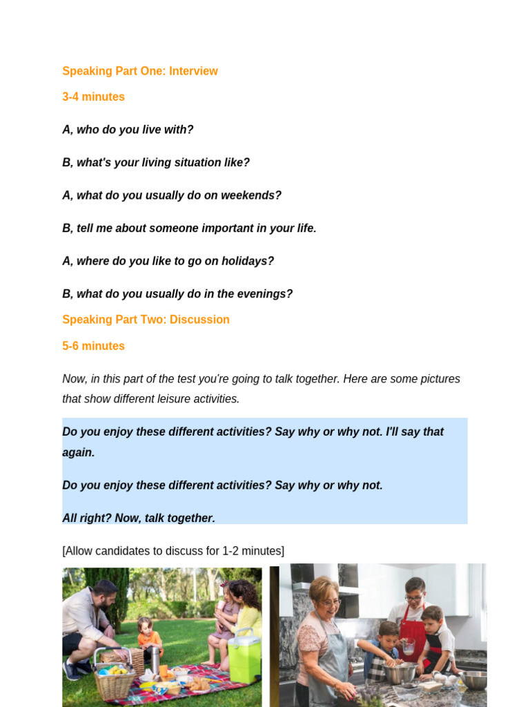 Speaking Part One | PDF