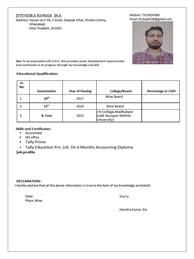 Jitendra Kumar Jha - Resume Overview | PDF