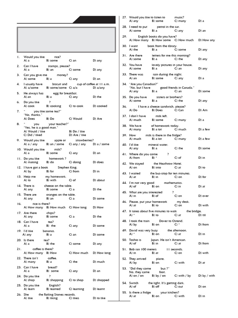 Elementary English Grammar Test 9-10 | PDF
