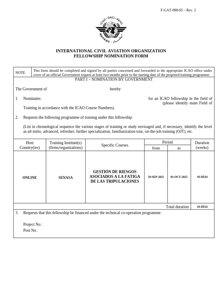 ICAO Fellowship Nomination Form | PDF