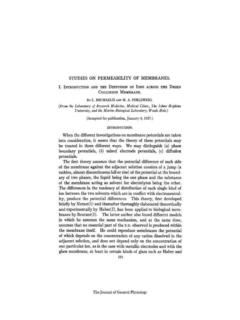 Collodion Semipermeable Membranes | PDF | Solubility | Electric Current