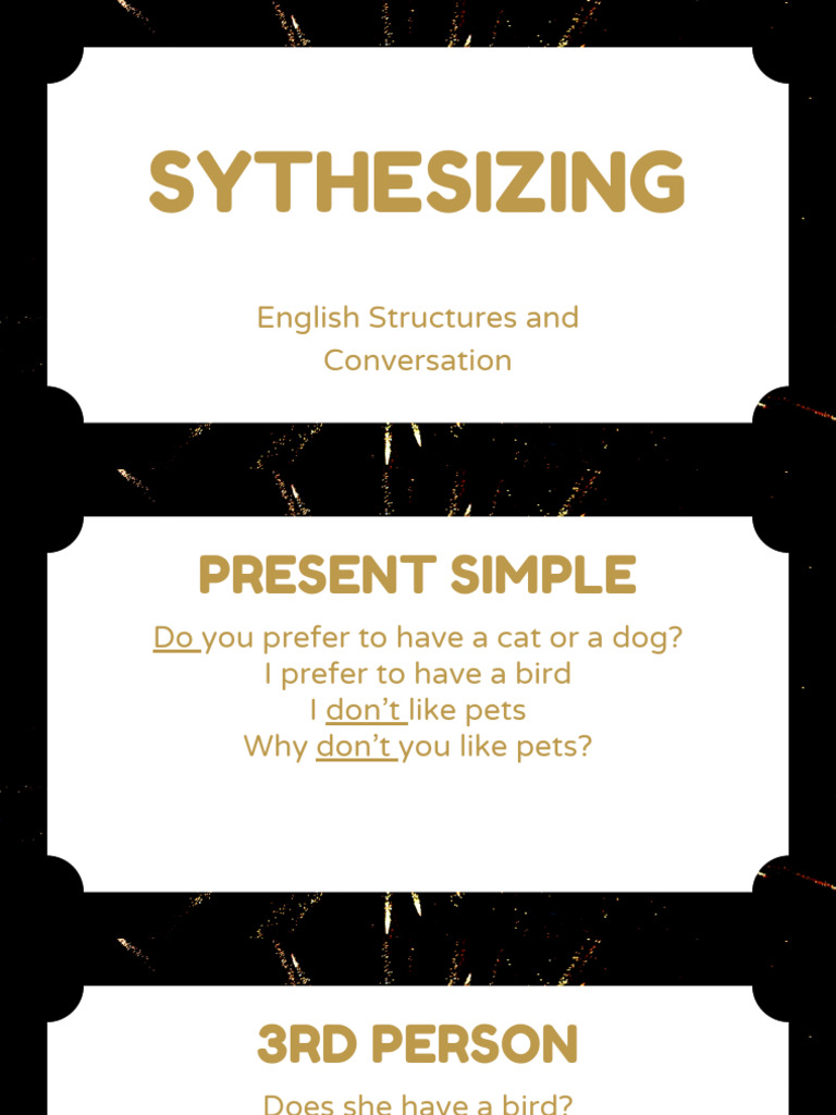 Synthesizing Sentences Structures (Present) - Vanessa 1st Class | PDF