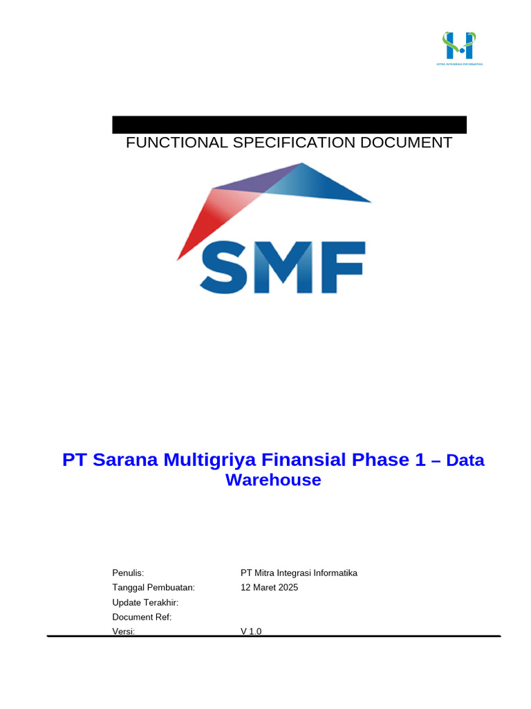 Spesifikasi Fungsional Data Warehouse SMF | PDF