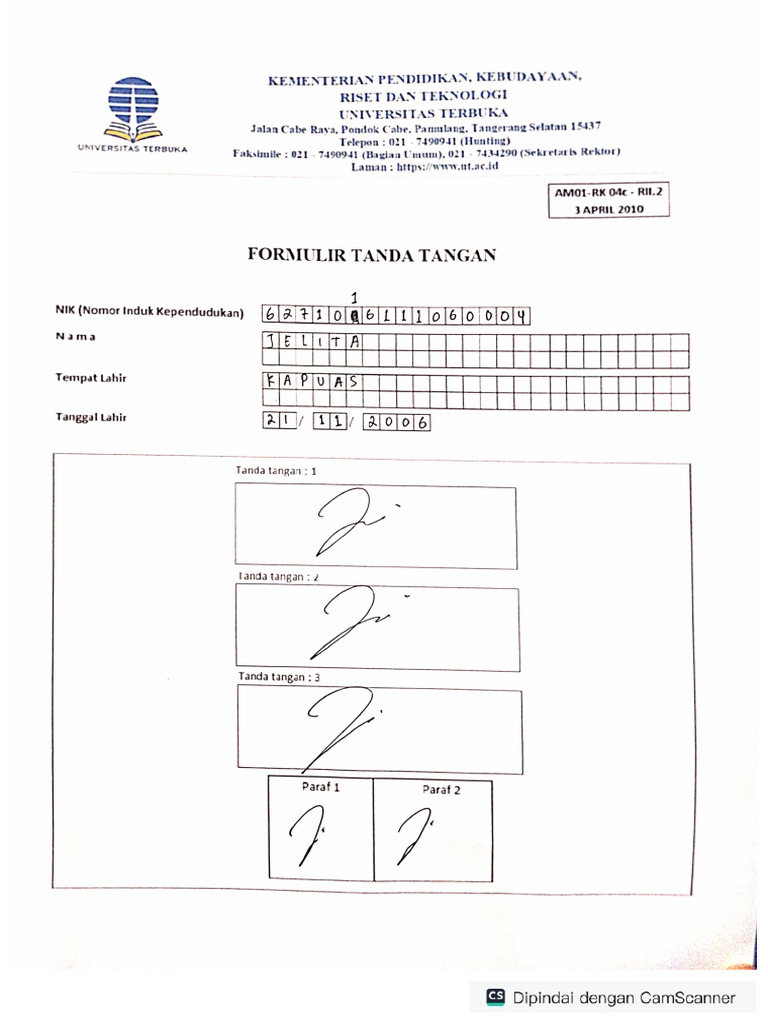 Formulir Tanda Tangan | PDF