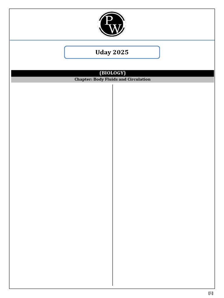 Body Fluids and Circulation - Practice Sheet | PDF | Heart Valve | Heart