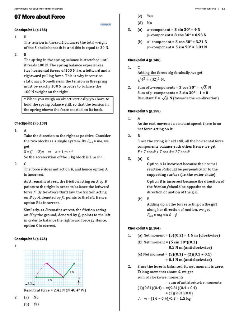 07 Exercise Solutions - e | PDF | Force | Tension (Physics)