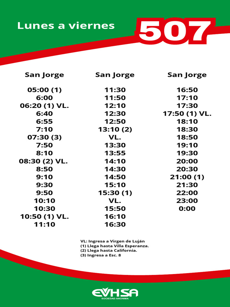 Horarios 507 | PDF