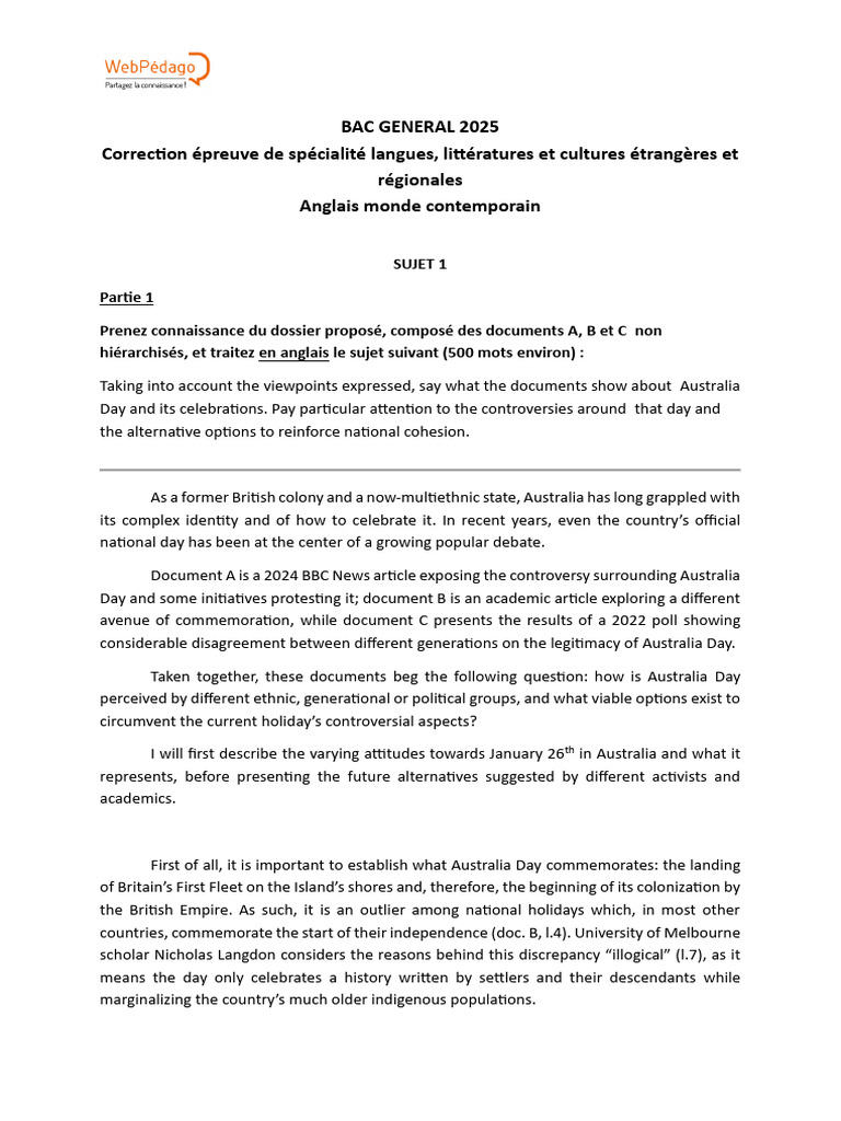 Corrigé - Spé LLCER Anglais AMC | PDF | Detroit | Indigenous Australians