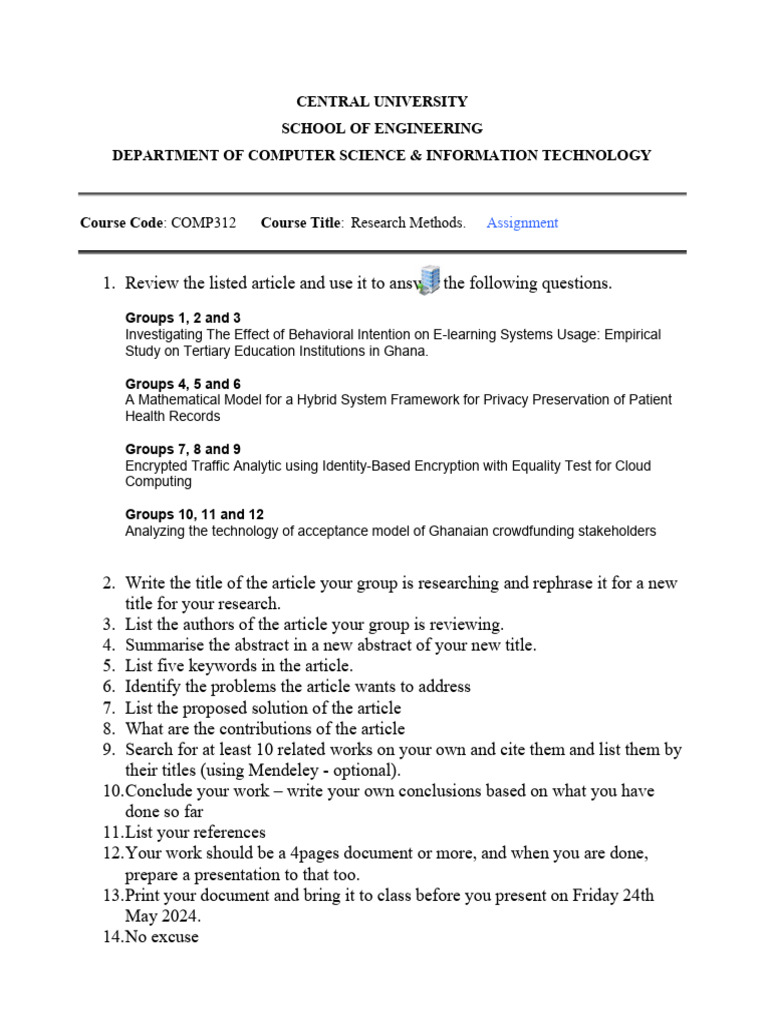 Researcg Methods Assignment | PDF