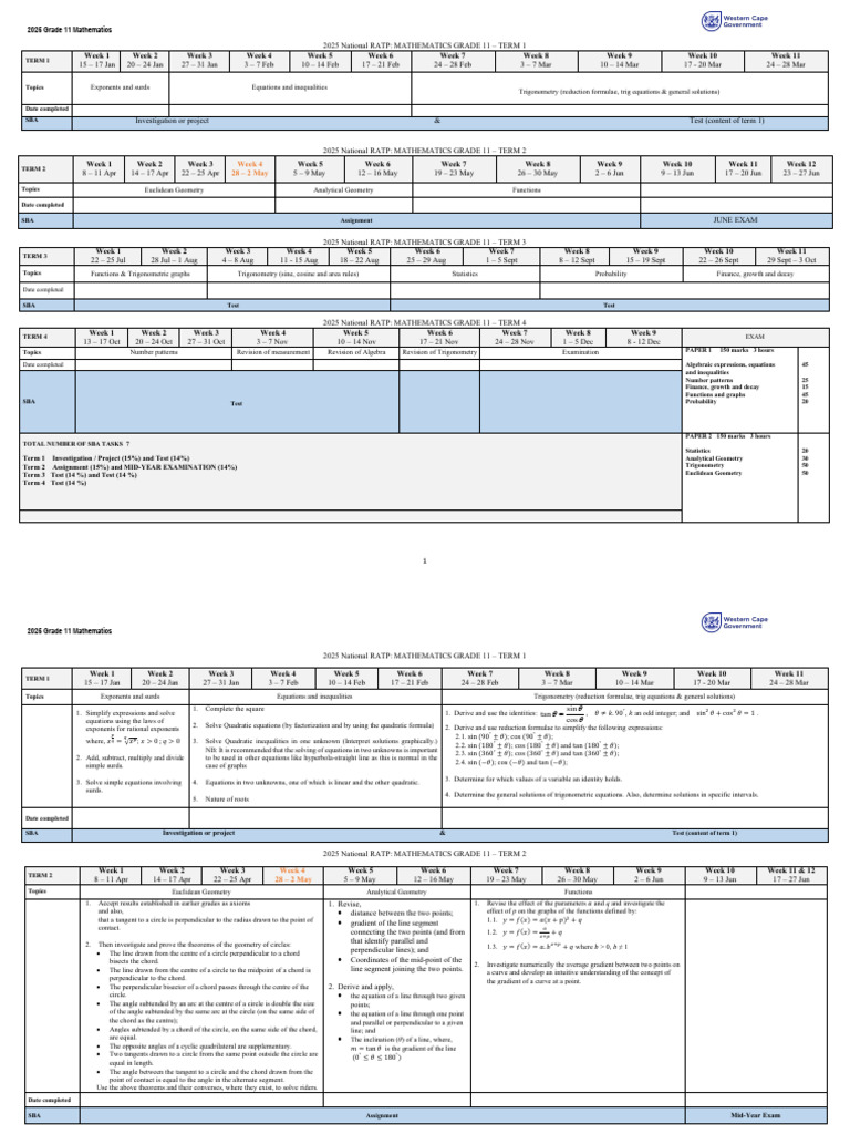 2025 Maths Atp Grade 11 Wced 2 | PDF | Circle | Perpendicular