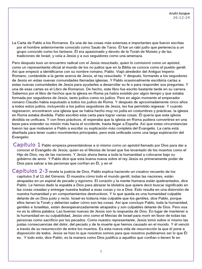 Análisis de la Carta a los Romanos de Pablo | PDF | Jesús | Pablo el ...
