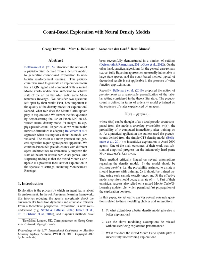 Count-Based Exploration With Neural Density Models | PDF | Monte Carlo ...