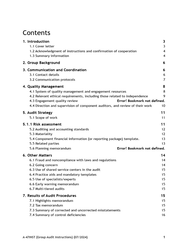 A-47INST (Group Audit Instructions) 2024 THP | PDF | Audit | Accounting