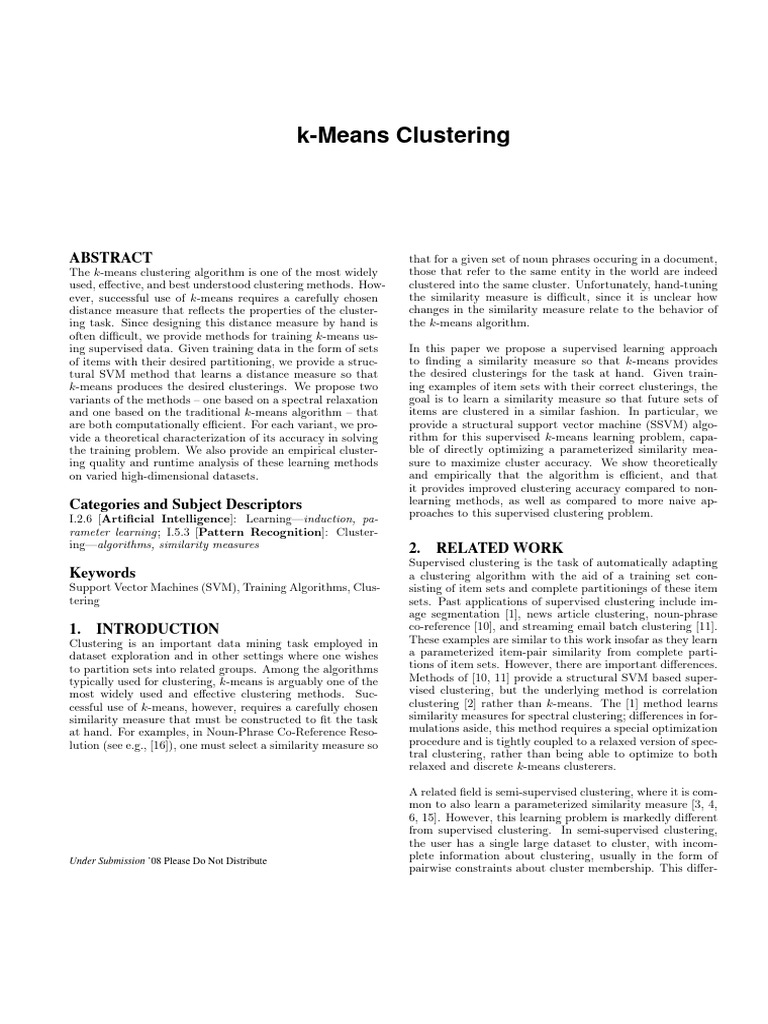 KMeans Clustering Report | PDF | Cluster Analysis | Support Vector Machine
