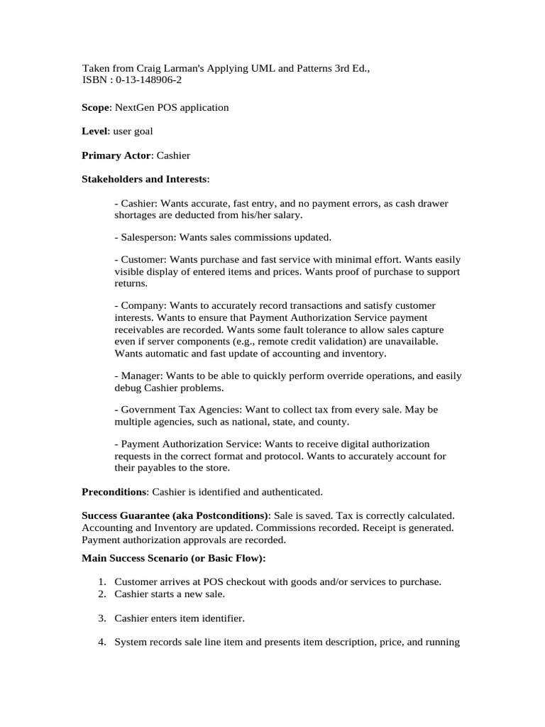 04 01 Use Case Process Sale | PDF | Point Of Sale | Computing