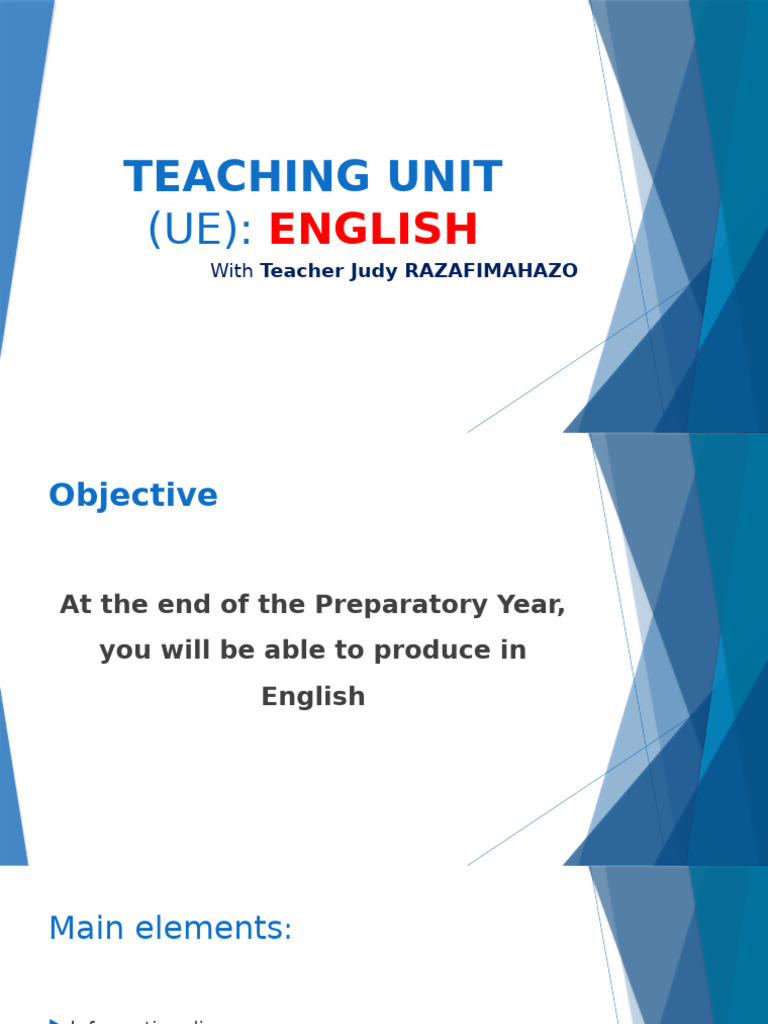 Presentation of The Unit Teaching English | PDF