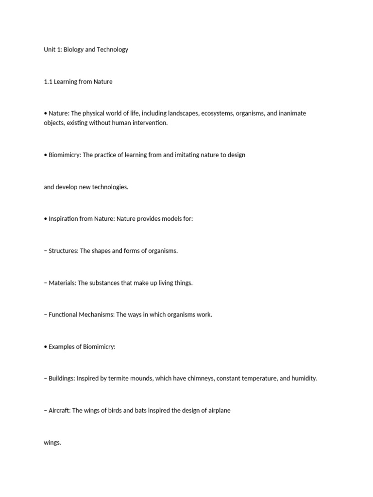 Unit 1 - Biology Short Note | PDF | Biology | Nature