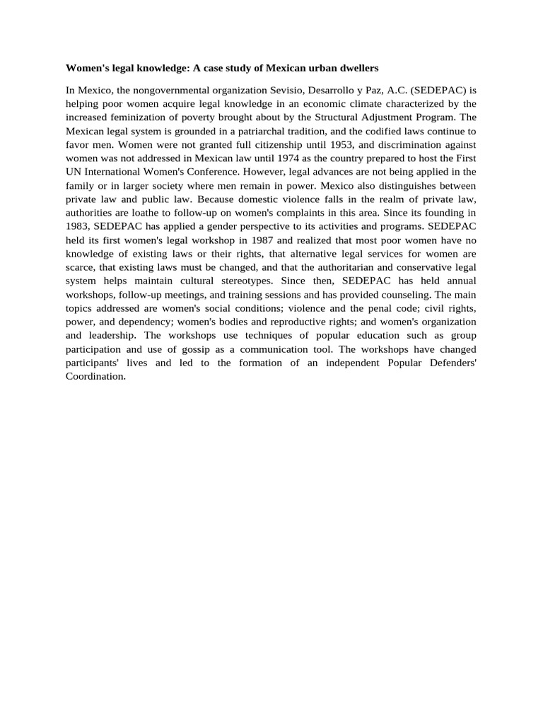 Empowering Women: Legal Knowledge in Mexico | PDF