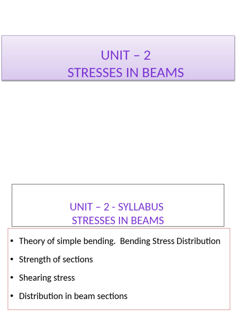 Unit - 2 Stresses in Beams | PDF | Bending | Beam (Structure)