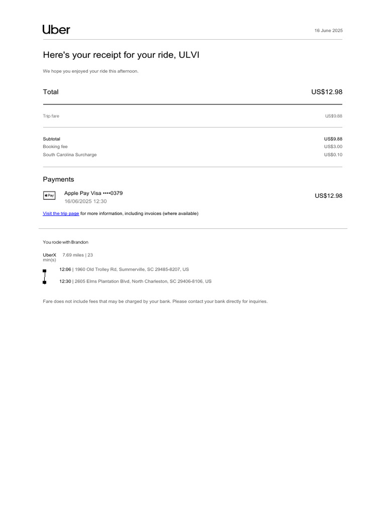 Uber 2 Receipt - 41e89d1d 2aac 4c71 Bfe3 Ee50dcd23734 | PDF