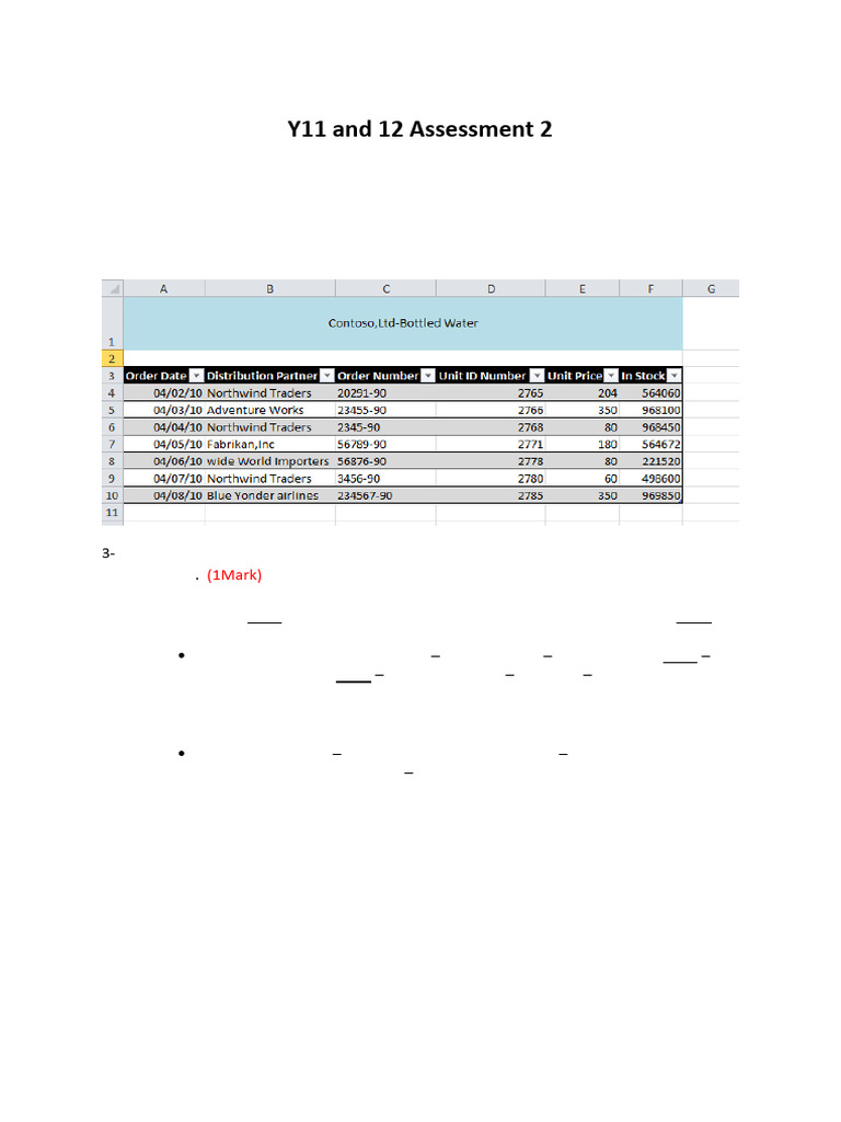 Y11 and 12 Assessment 2 | PDF