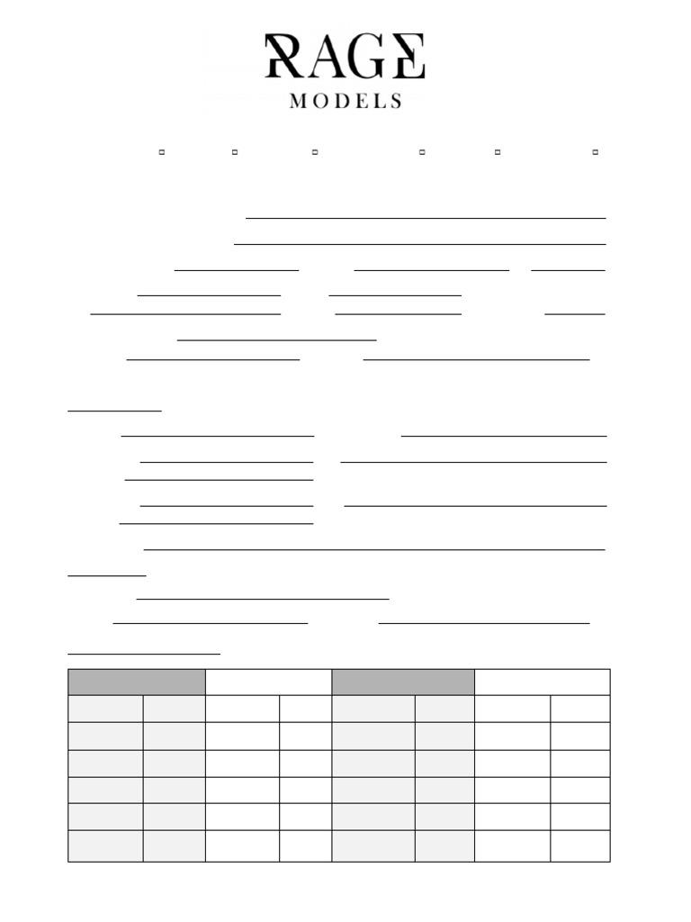RAGE MODELS Online Assessment Joining Form 2023 | PDF | Waist | Clothing