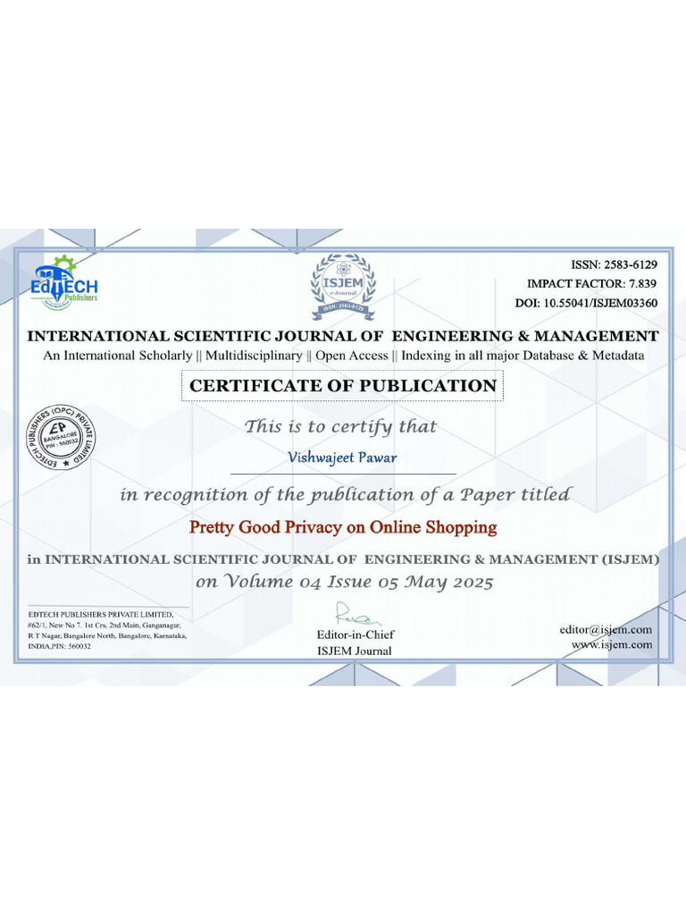 Research Paper Certificates | PDF