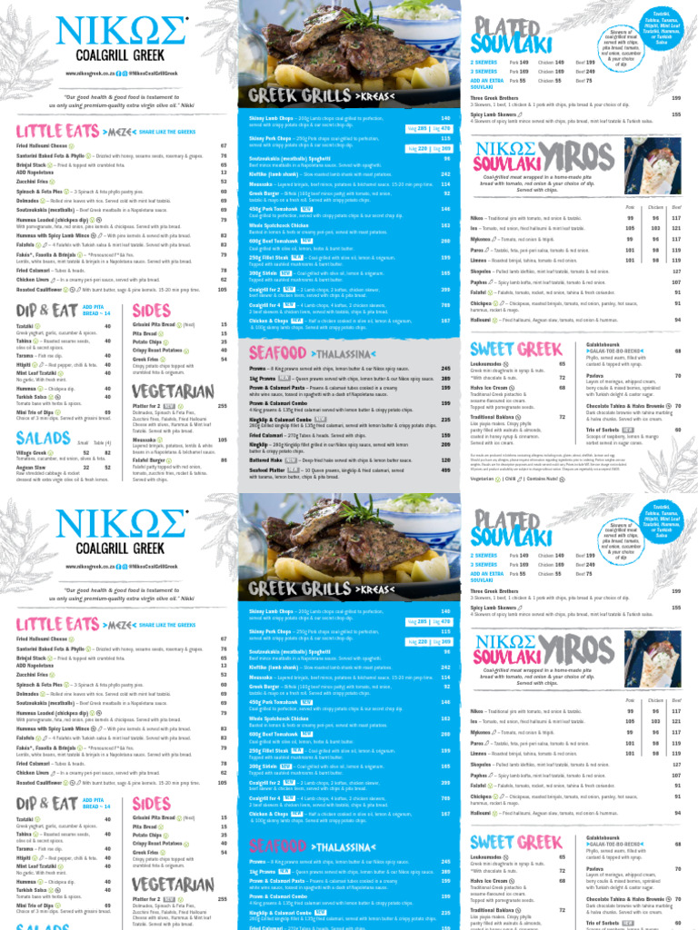 Suncoast Nikos Menu 2021 | PDF | Asian Cuisine | Western Cuisine
