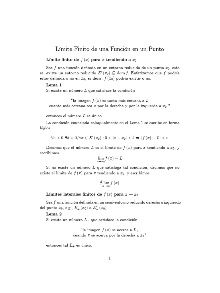 Límites Finito de Funciones en un Punto | PDF | Matemáticas