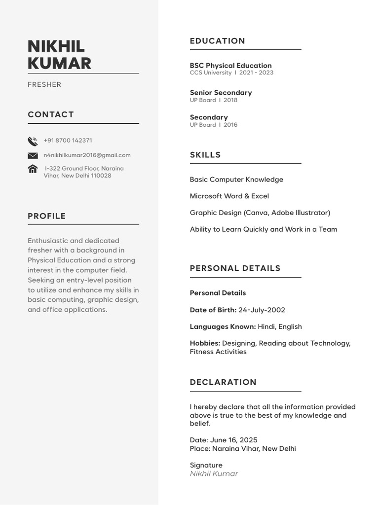 Nikhil Kumar CV | PDF