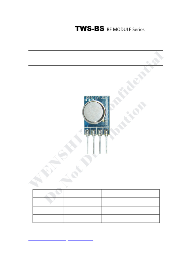 TWS-BS RF Transmitter Module Specs | PDF | Wireless | Electronic ...