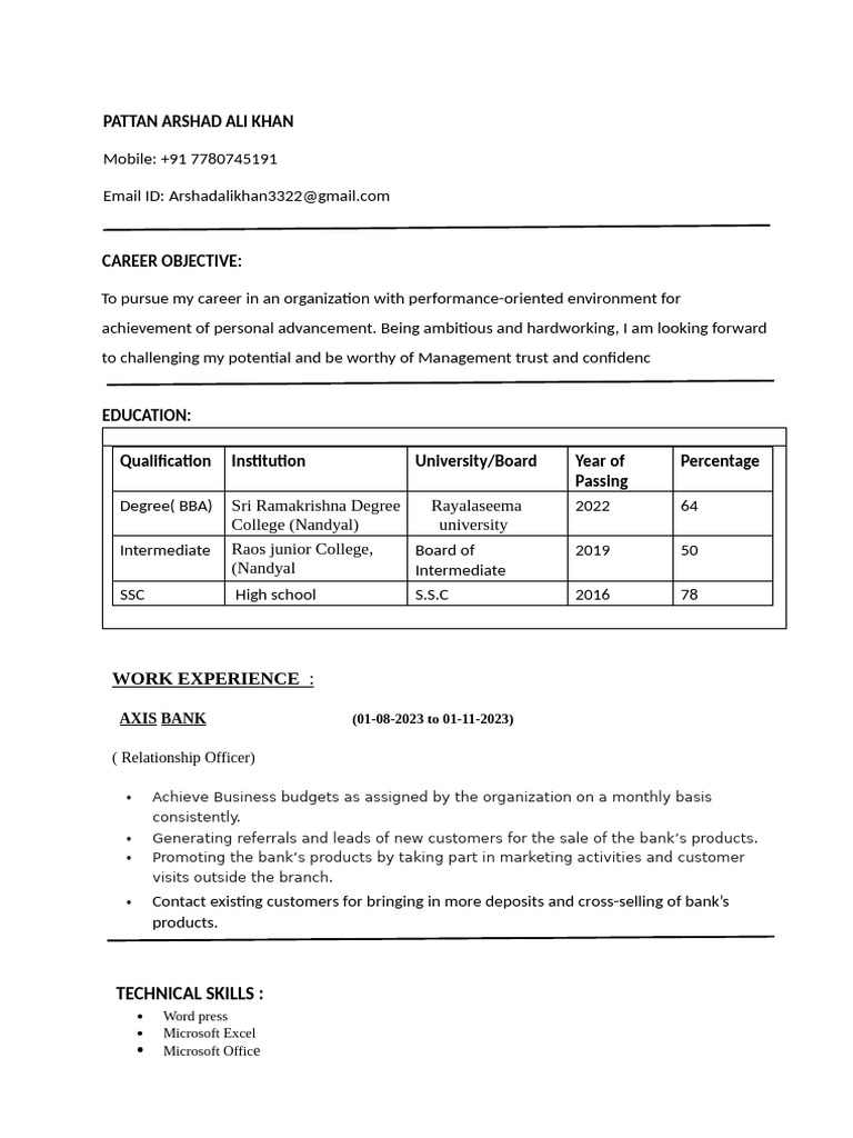 ARSHAD RESUME. | PDF