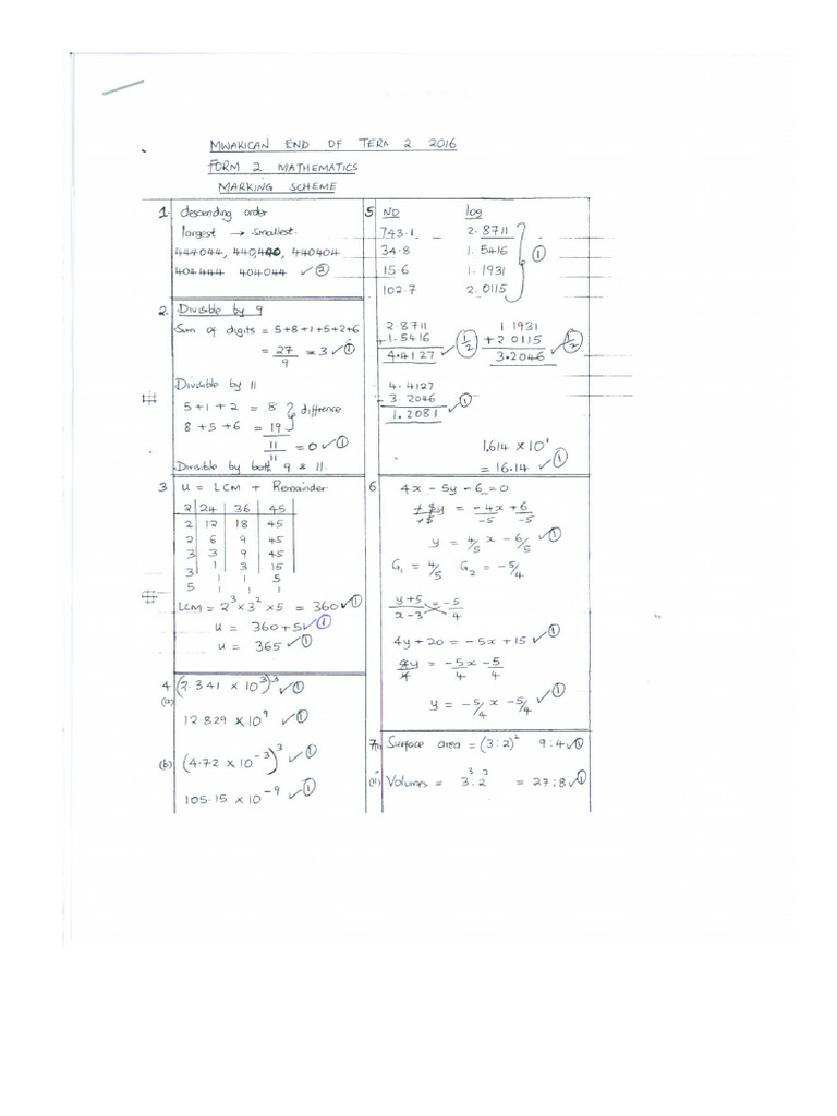 Mathematics Form 2 MS | PDF