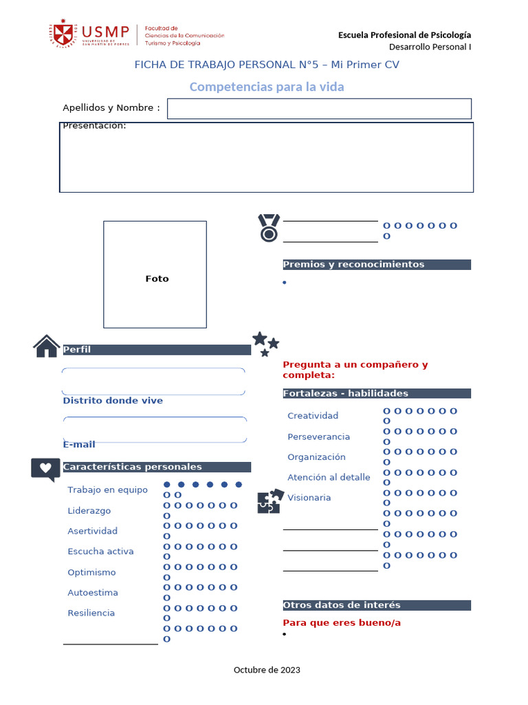 Mi Primer CV: Guía para Estudiantes | PDF | Desarrollo personal | Sicología