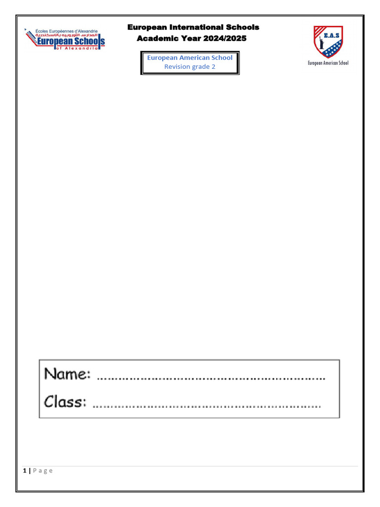 Grade 2 English Revision 2024/2025 | PDF